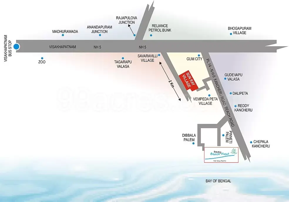 Sunray Beach Front Plot For Sale in Bhogapuram International Airport,Vizag