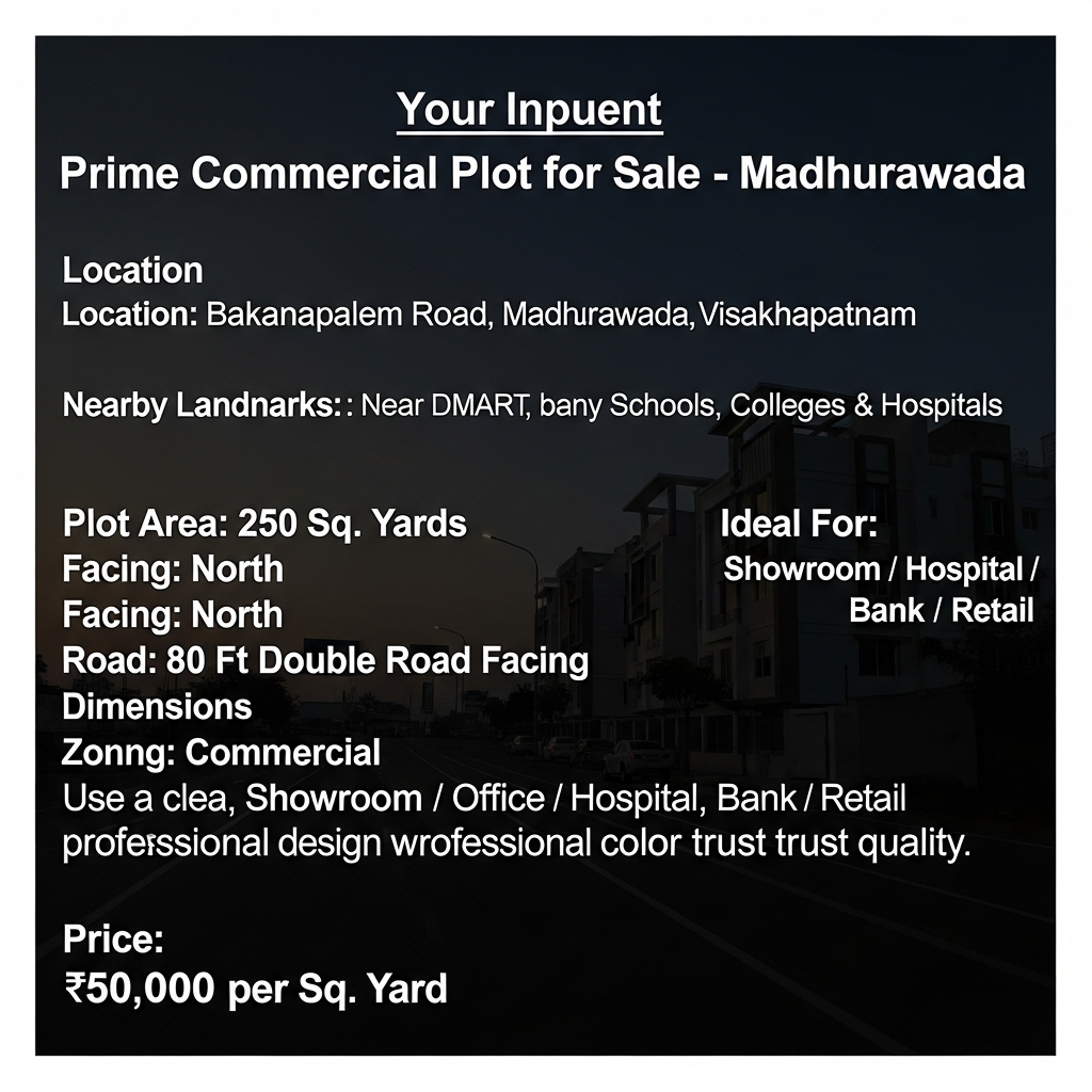 Commercial plot for sale Madhurawada.Commercial property Visakhapatnam ...